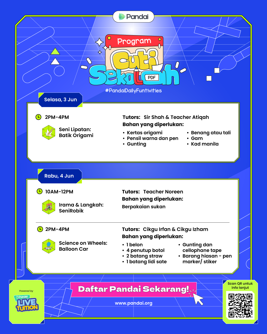 Pandai Daily Funtivities: Program Cuti Sekolah Atas Talian! - Pandai Blog